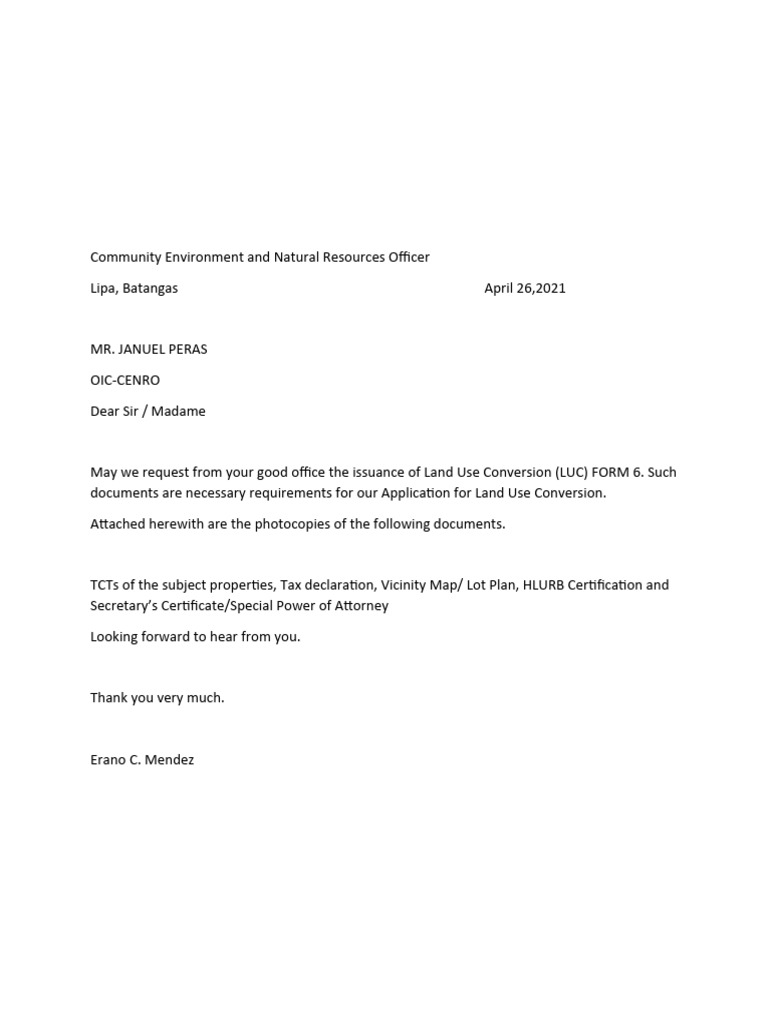 CENRO Request Letter | PDF