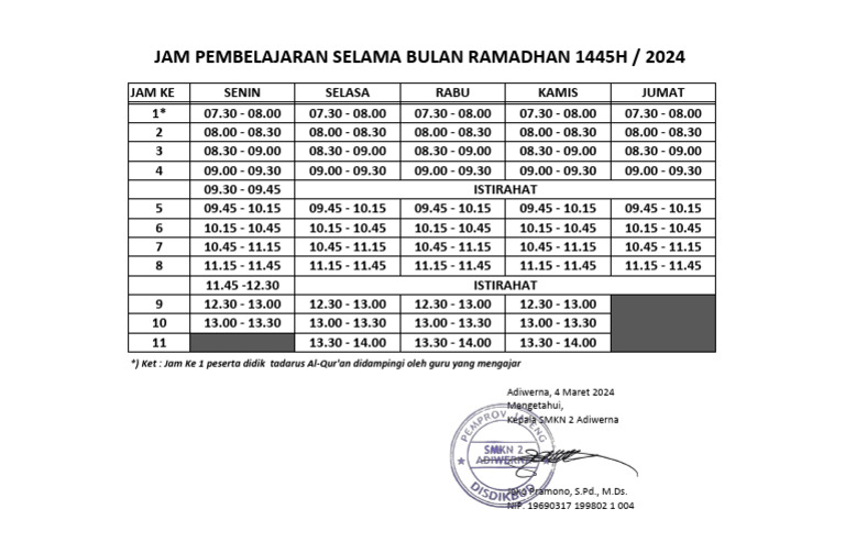 Jadwal KBM Ramadhan 2024 | PDF