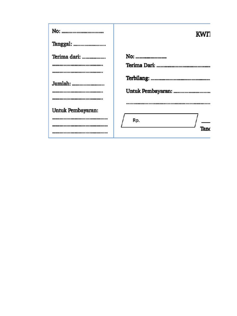 Contoh Kwitansi Excel 3 | PDF