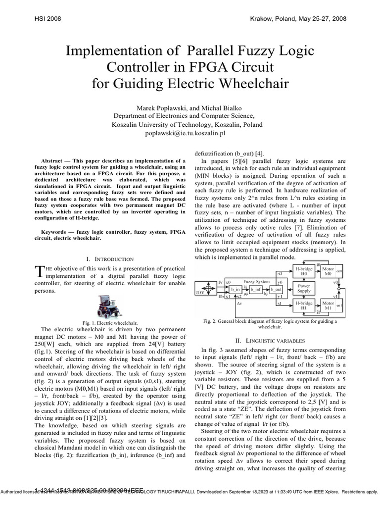 Implementation of Parallel Fuzzy Logic Controller in FPGA Circuit For Guiding Electric ...