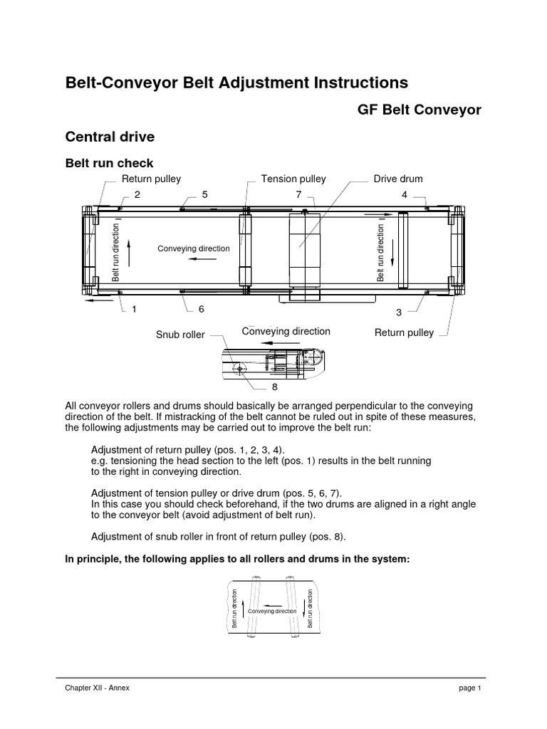 Belt Conveyor Adjustment Guide | PDF | Belt (Mechanical) | Equipment