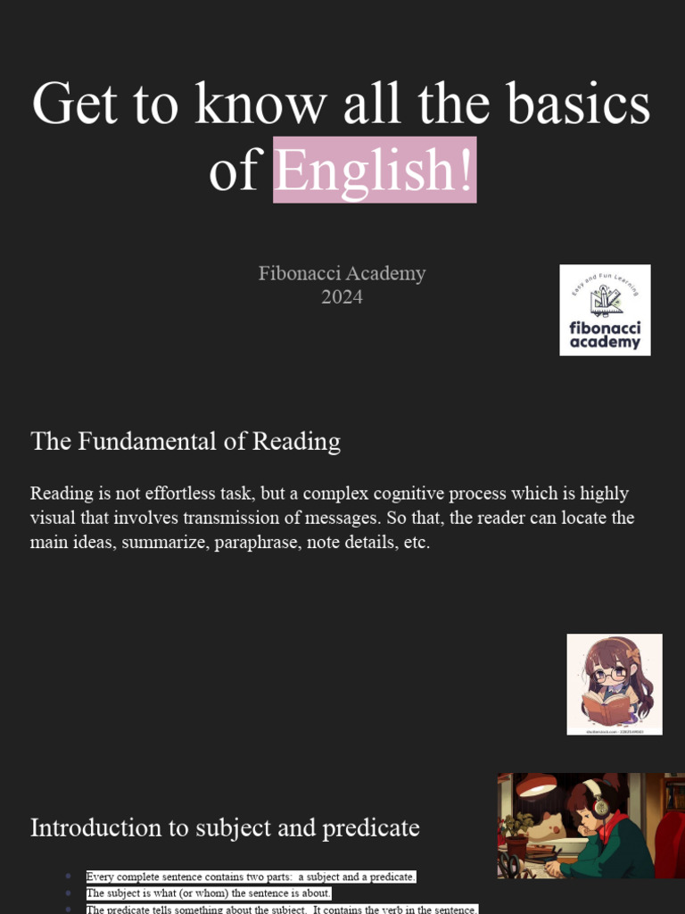 English Grammar Basics: Subjects & Predicates | PDF | Noun | Plural