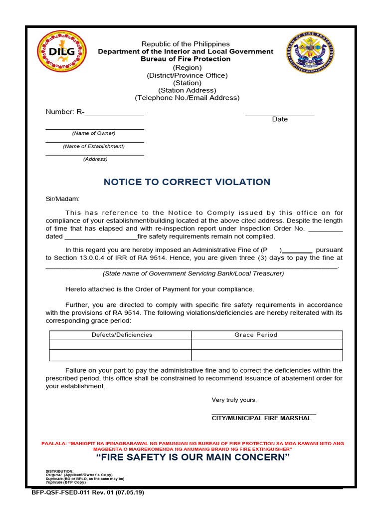 Fire Safety Violation Notice | PDF | Government | Justice
