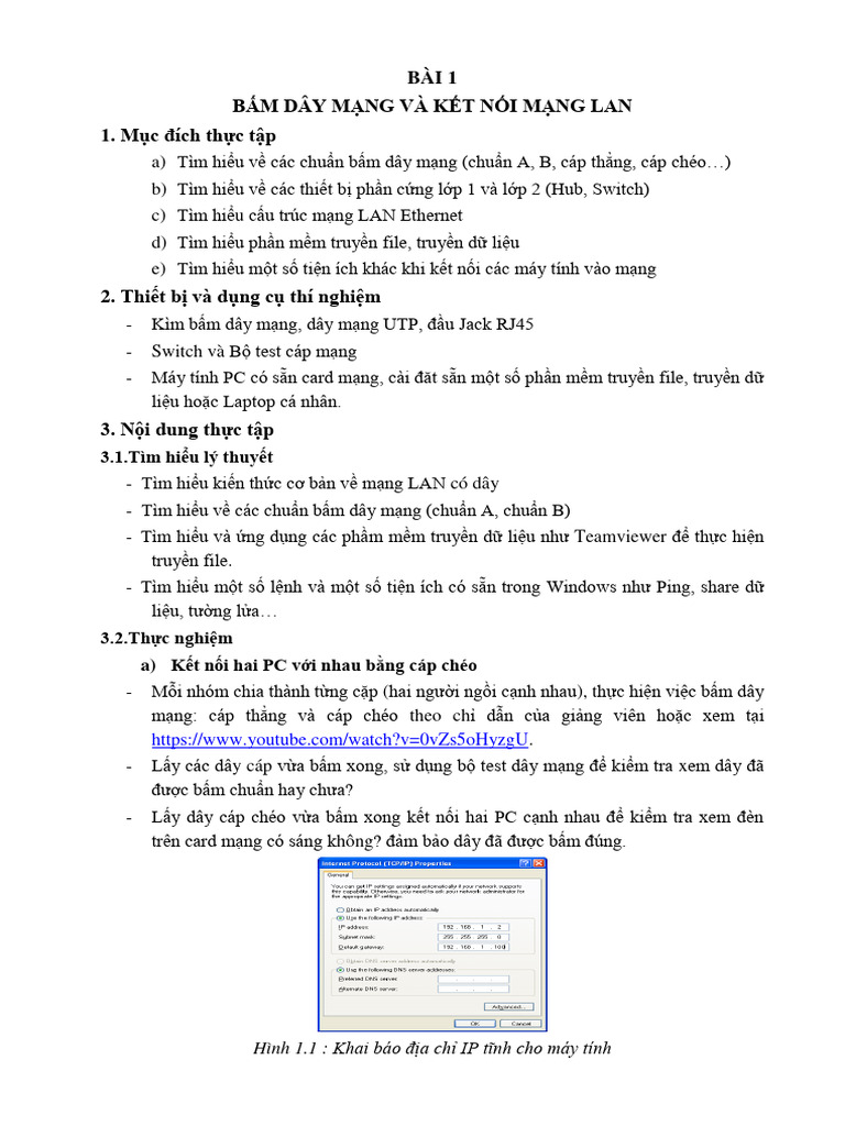 Bai 1-Bam Day Mang Va Ket Noi Mang LAN | PDF