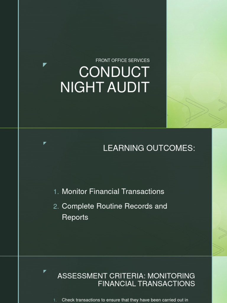 CONDUCT_NIGHT_AUDIT | PDF | Business | Money