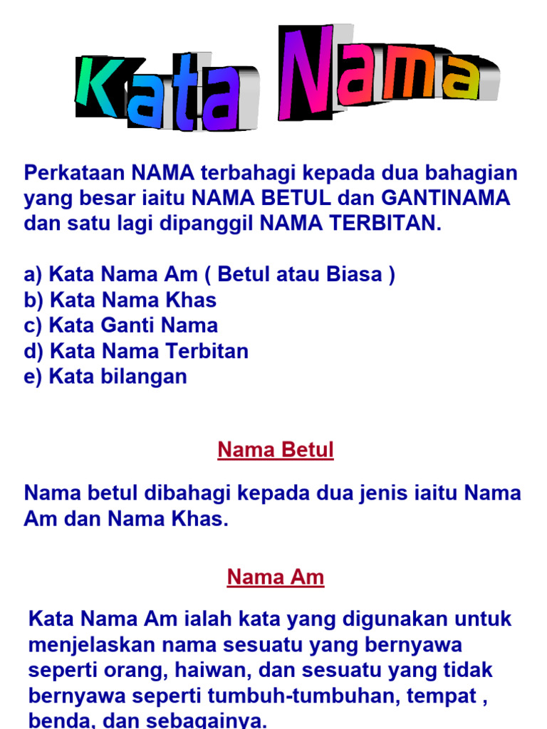 2024 S1 Kata Nama Dan Ganti Nama | PDF