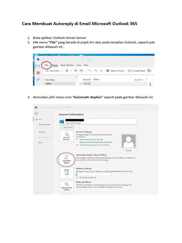Cara Membuat Autoreply Di Email Microsoft Outlook 365 | PDF