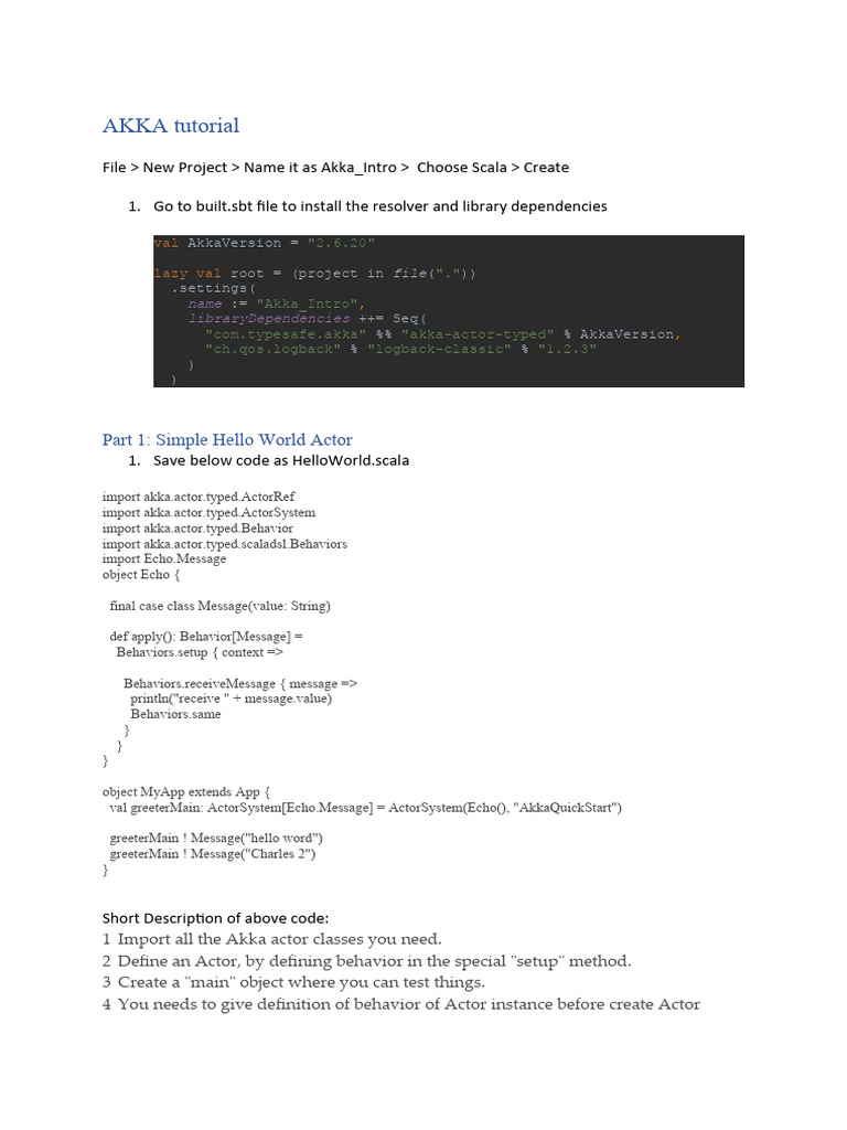Akka Tutorial Latest 2022 Pdf Scala Programming Language Computer Engineering 1060