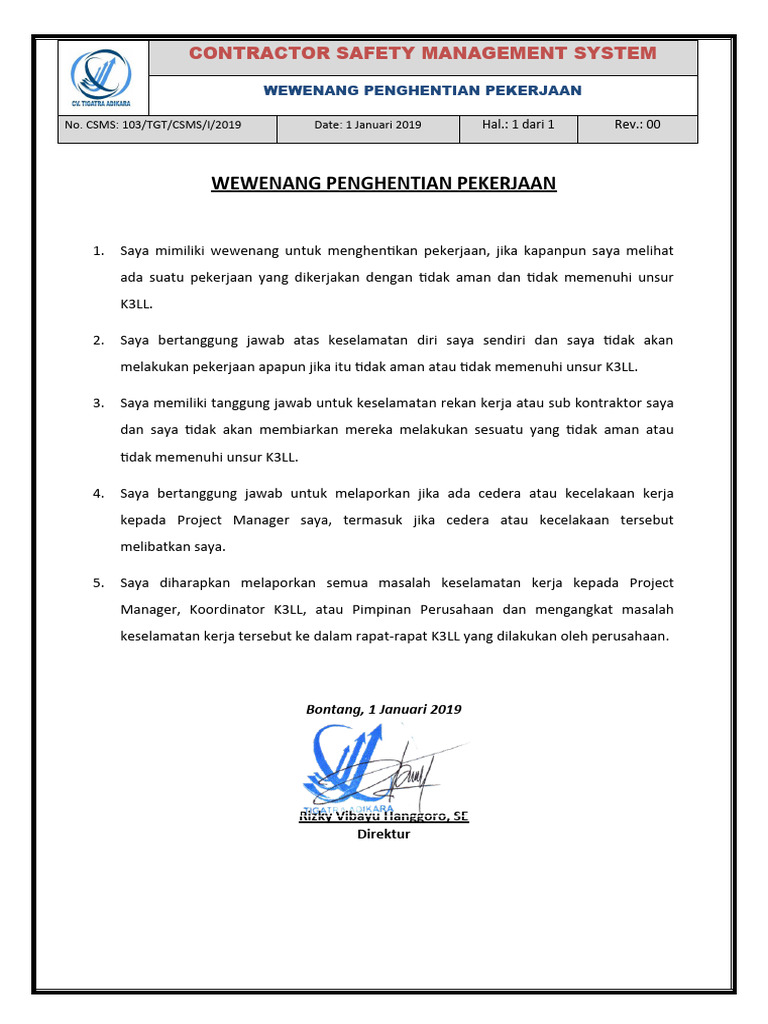 Stop Working Authority | PDF