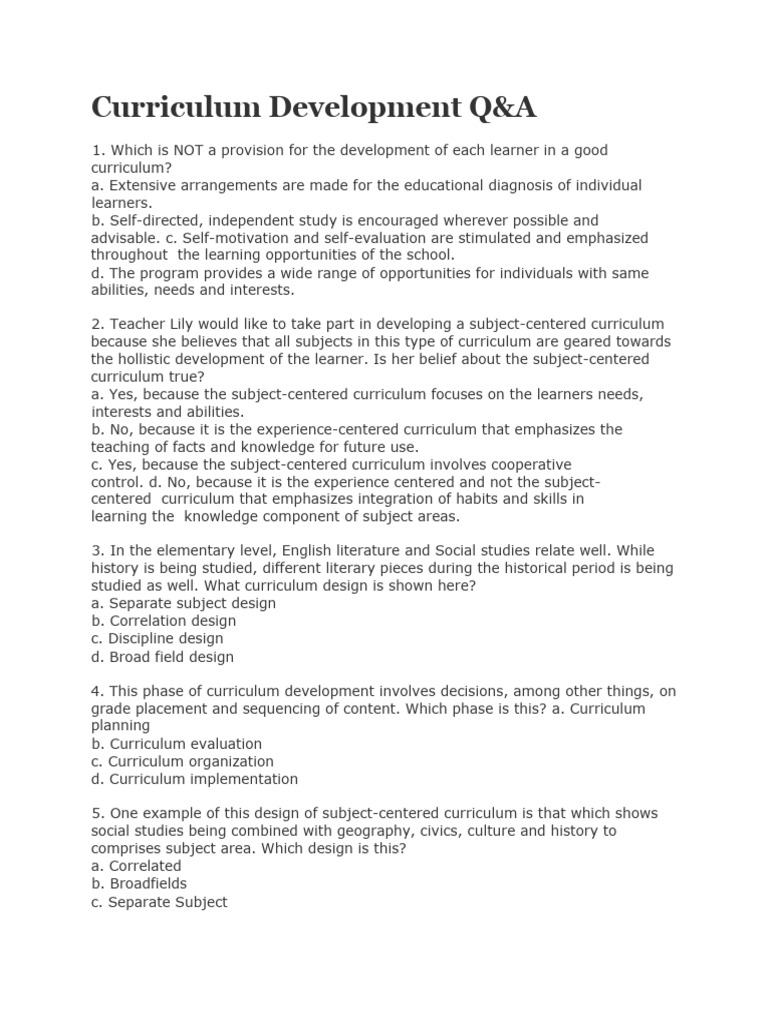 Curriculum Development Q&A Guide | PDF | Curriculum | Learning