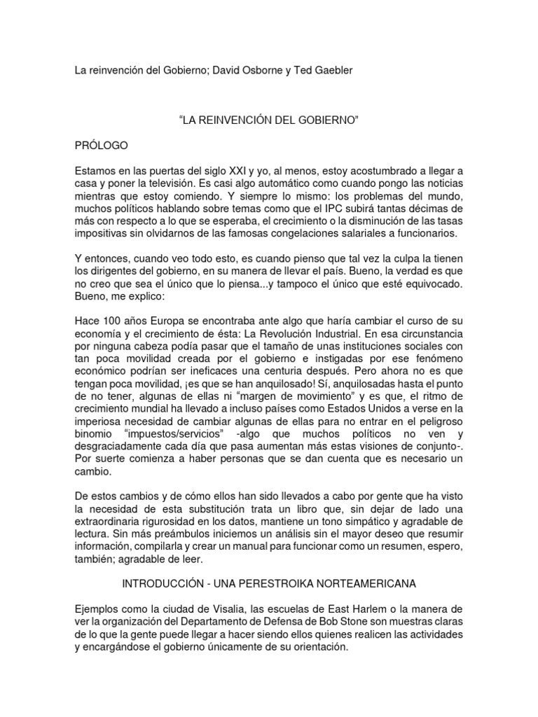 Reinvención del Gobierno: Nuevas Estrategias | PDF | Business | Monopolio