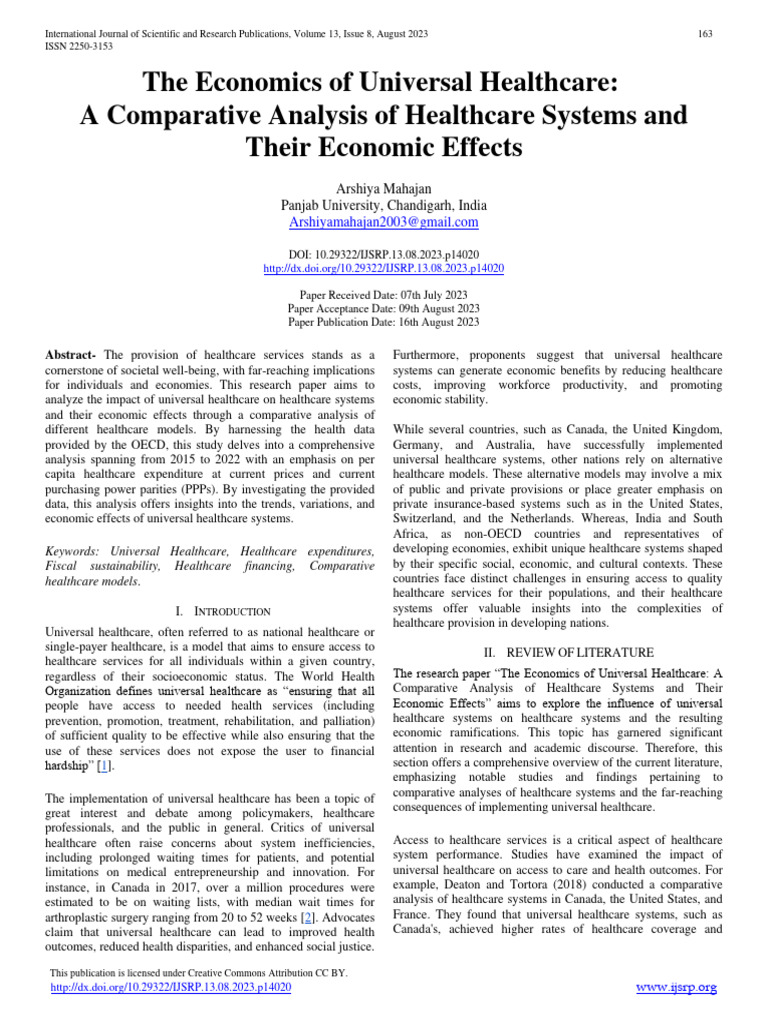 The Economics of Universal Healthcare A Comparative Analysis of ...
