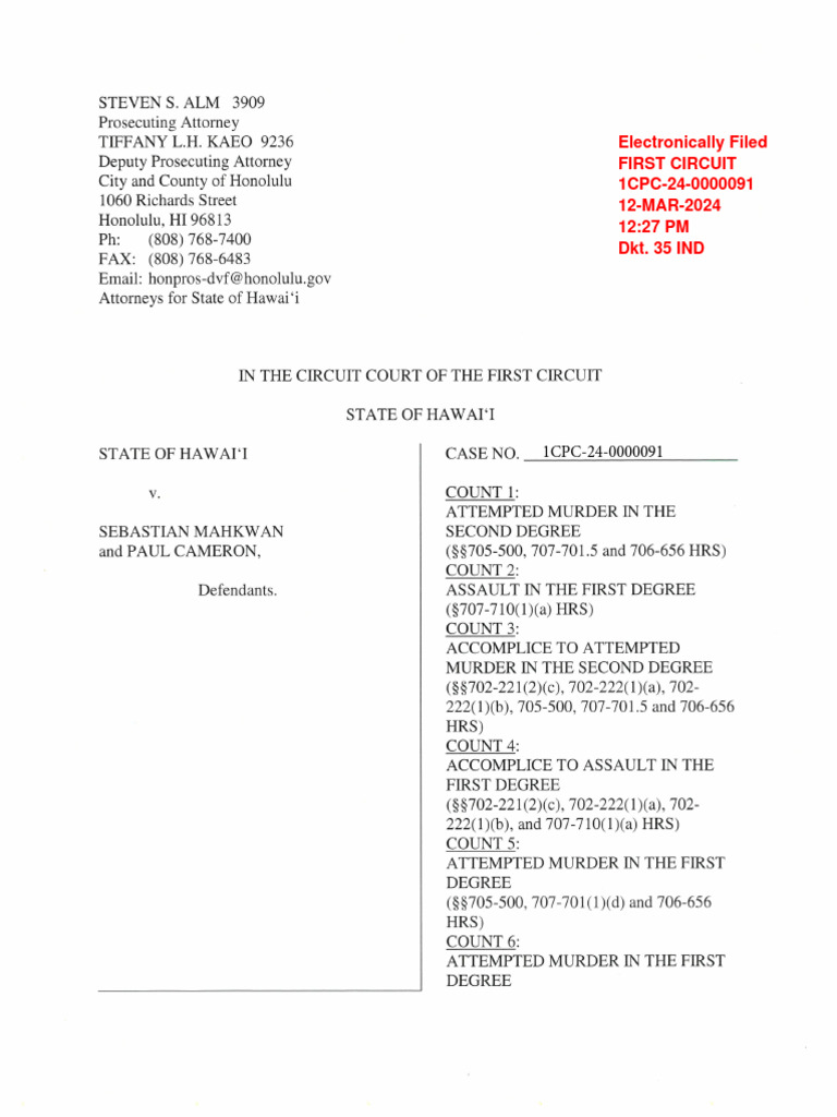 Indictments Against Sebastian Mahkwan and Paul Cameron | PDF | Law ...