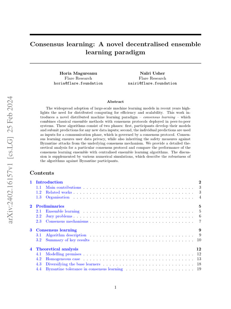 Consensus Learning: A Novel Decentralised Ensemble Learning Paradigm ...