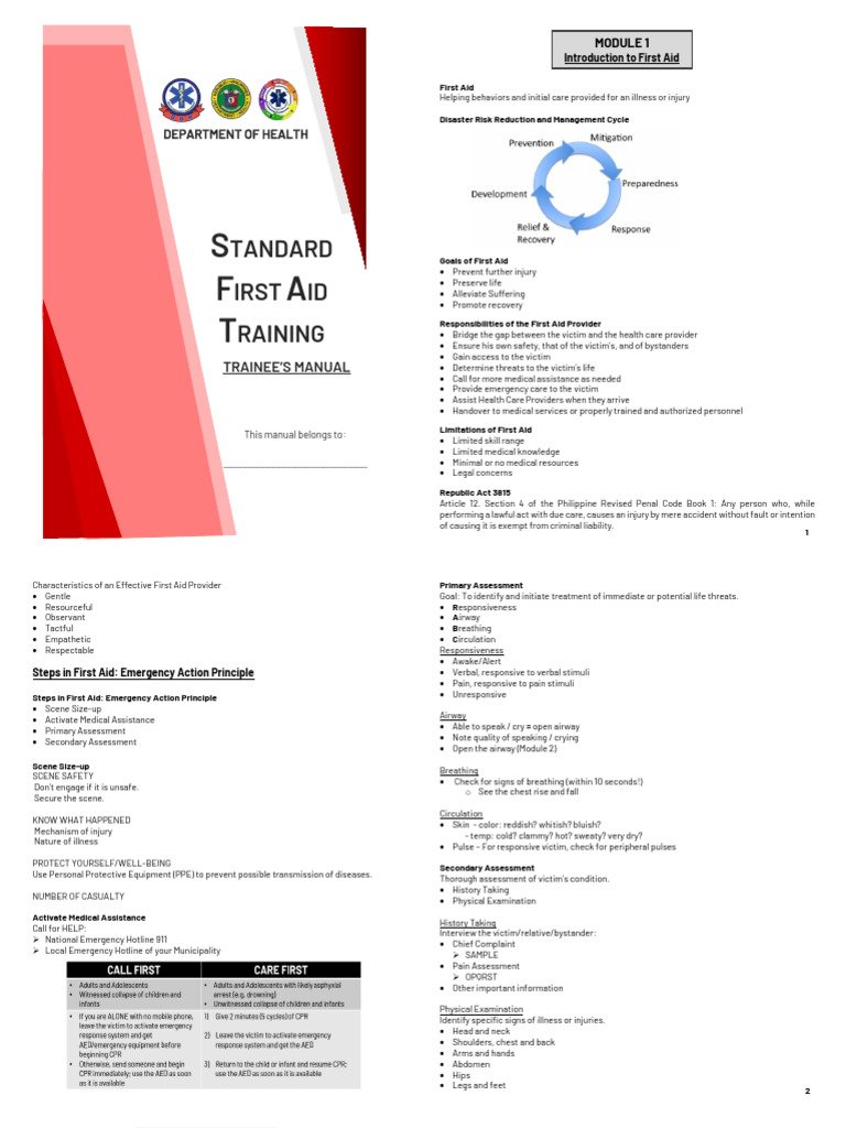 SFA Trainees Manual | PDF | Diarrhea | Injury
