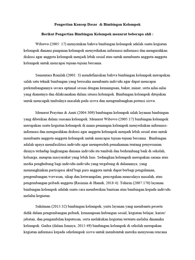 Definisi Bimbingan Kelompok dan Konsep Dasar | PDF