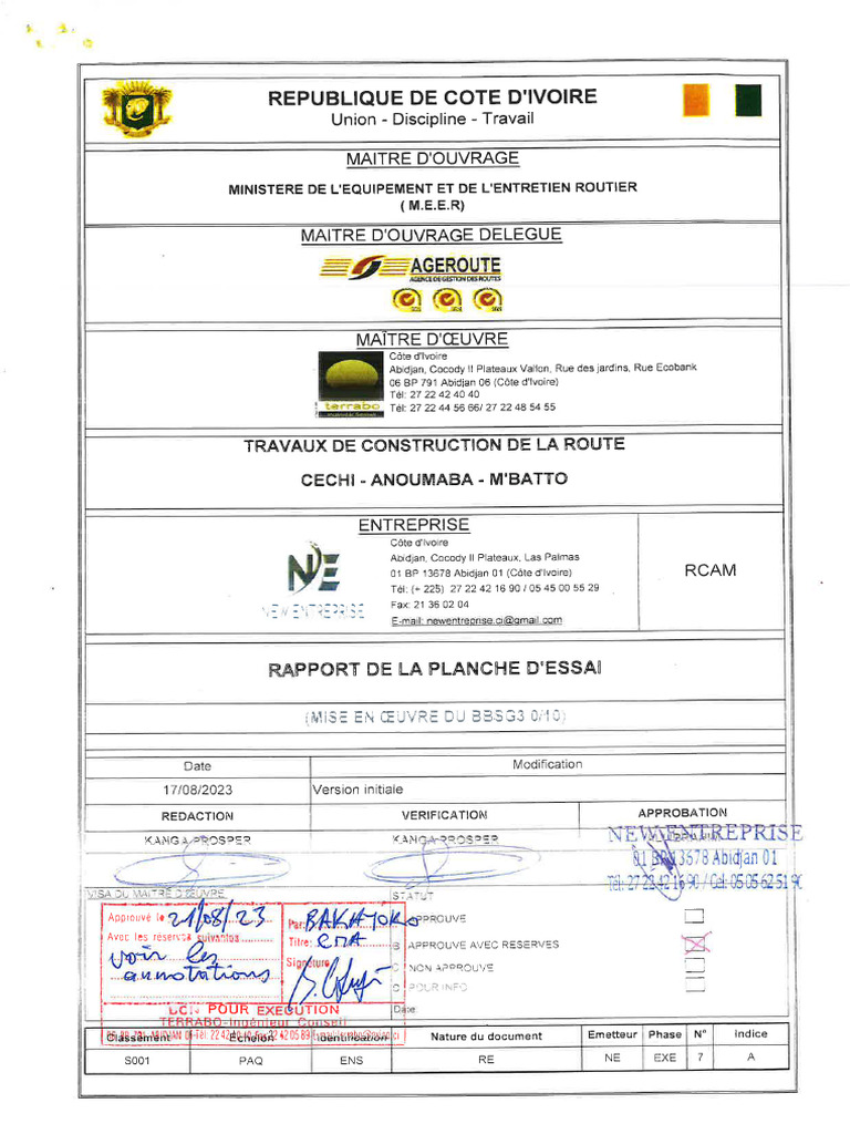 Rapport de La Planche D'essai Du BBSG3 | PDF