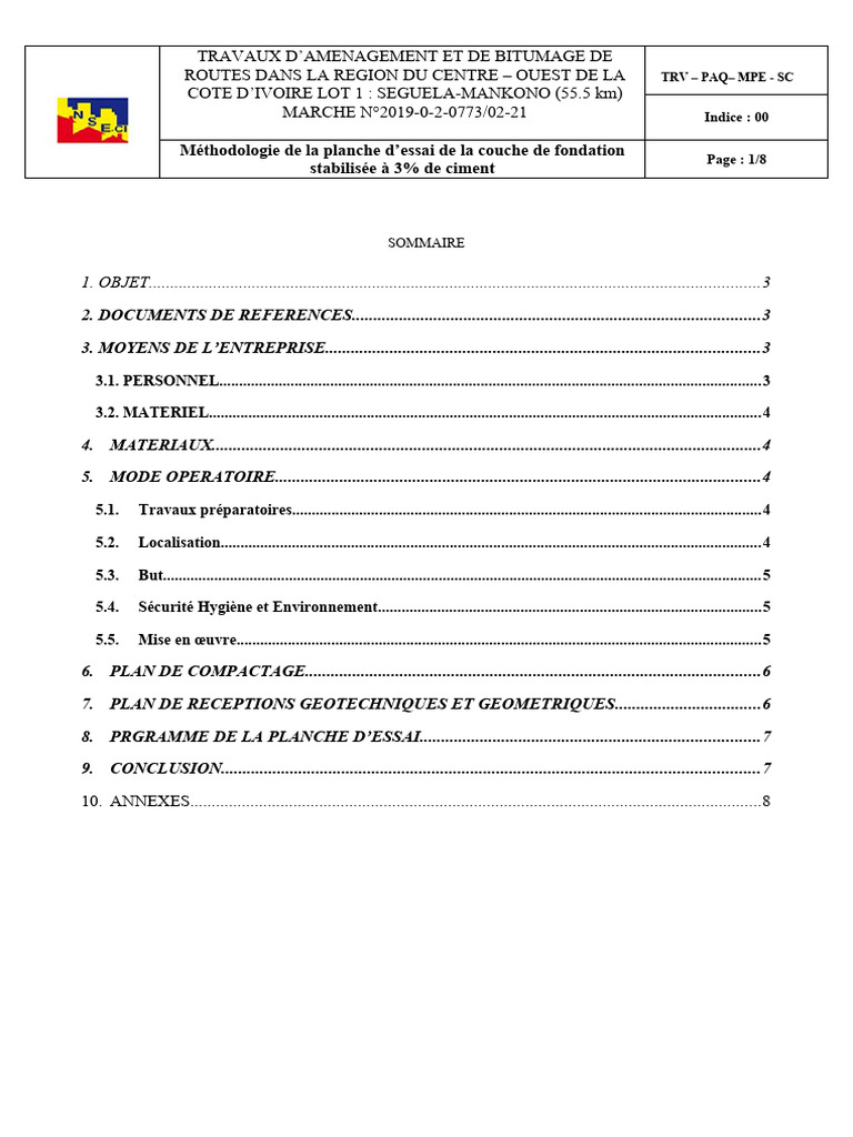 Méthodologie Planche D'essai Sol Ciment | PDF | Horticulture | Génie du ...
