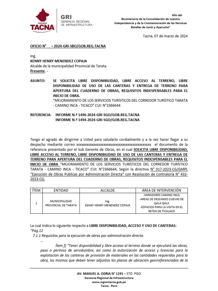 Oficio Gri A Municipalidades | PDF | Perú