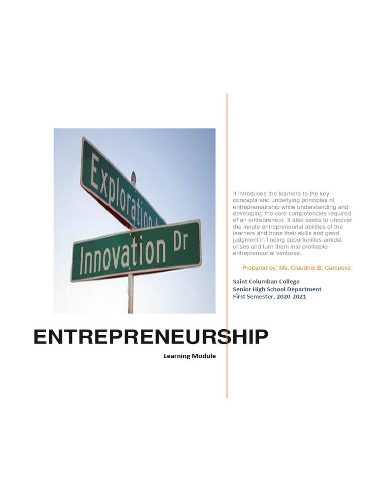Entrepreneurship Module 1 | PDF | Entrepreneurship | Innovation