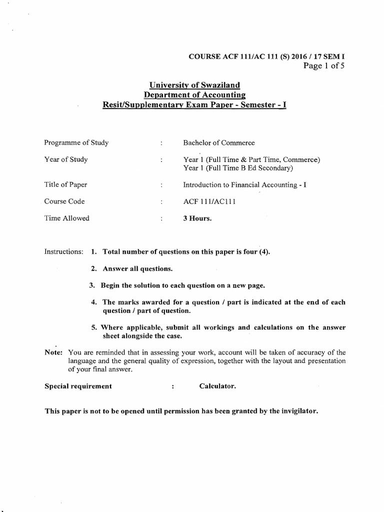 Page 10f5 University of Swaziland Department of Accounting Resit ...