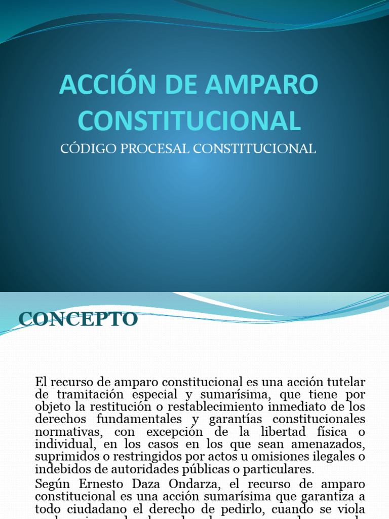 Diapositivas Acción de Amparo Constitucional | Descargar gratis PDF | Derechos | Constitución