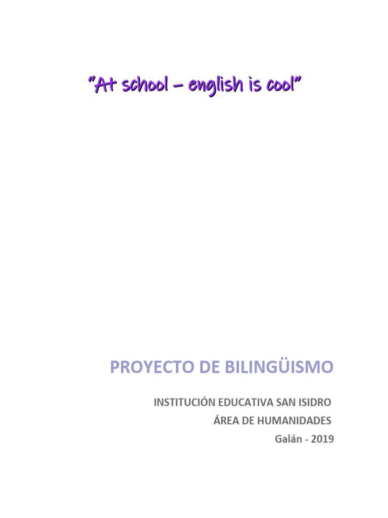 PROYECTO BILINGUISMO | PDF | Enseñando | Aprendizaje