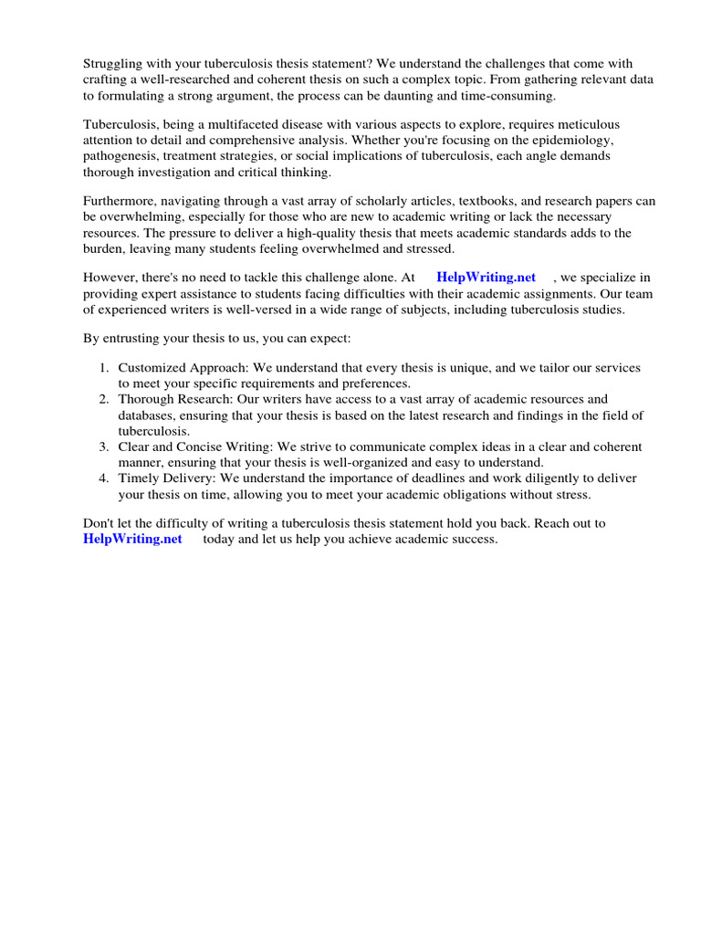 Tuberculosis Thesis Statement | Download Free PDF | Tuberculosis ...