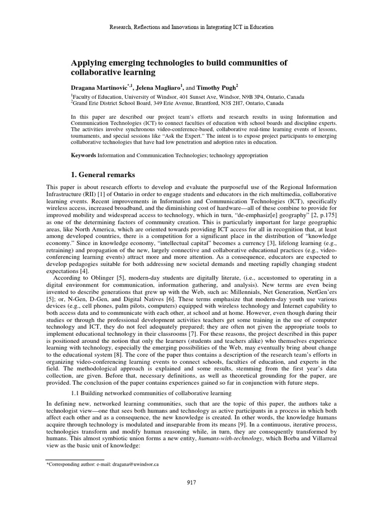 Martinovic-Applying Emerging Tech To Build Communities of Collab. Learning | PDF | Educational ...