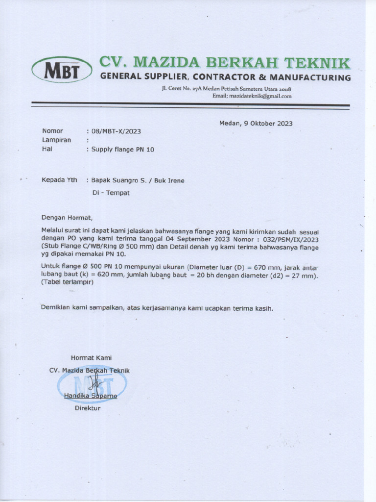 Surat Keterangan Pengiriman Barang | PDF