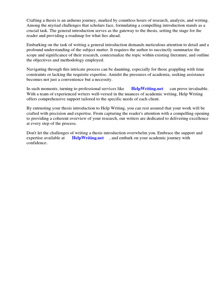 How To Write General Introduction For Thesis | PDF | Essays | Thesis
