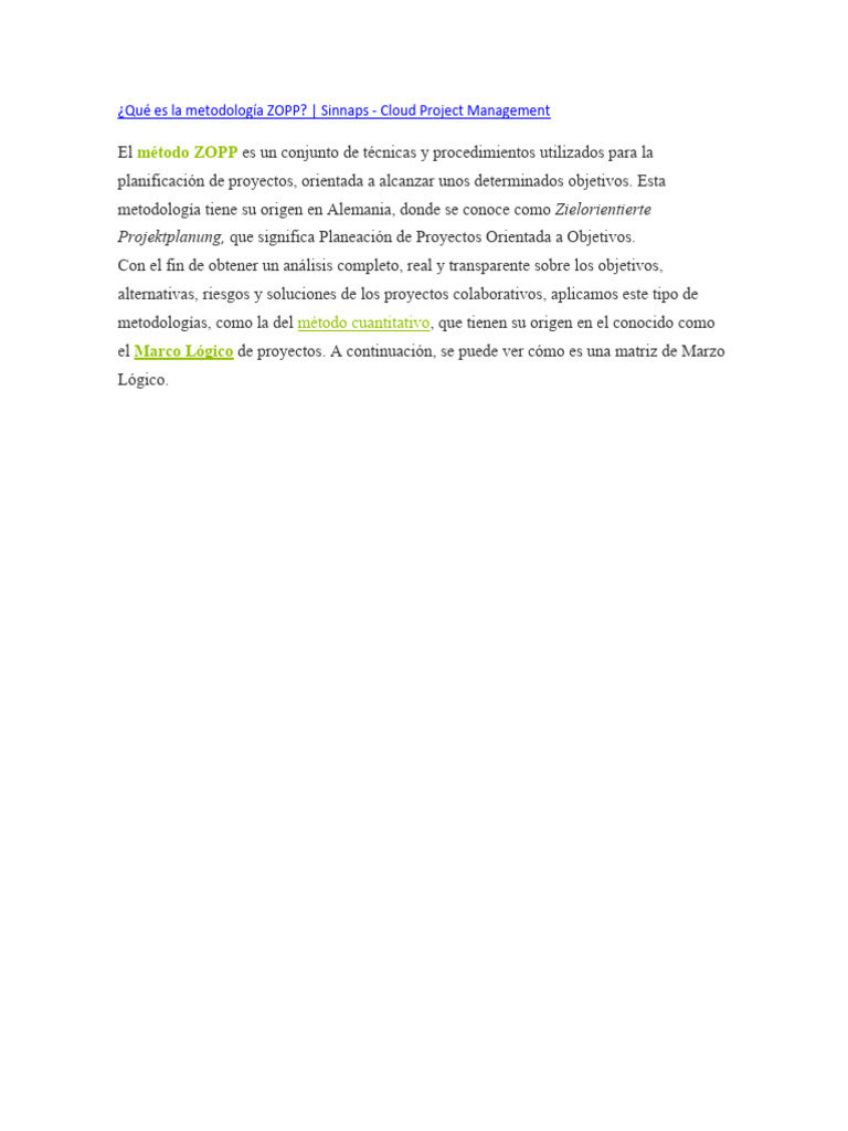 Metodología ZOPP: Planificación Efectiva de Proyectos | PDF ...