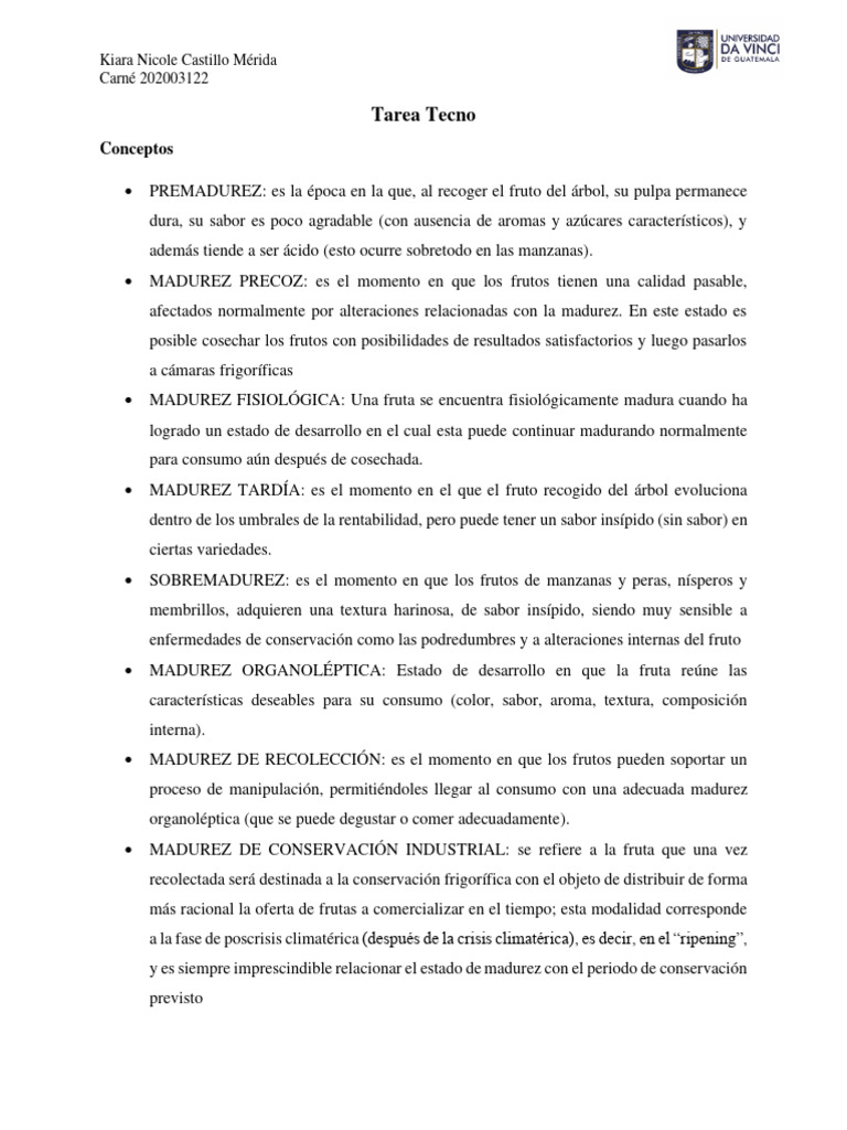 Tarea Tecno Conceptos | PDF | Fruta | Alimentos