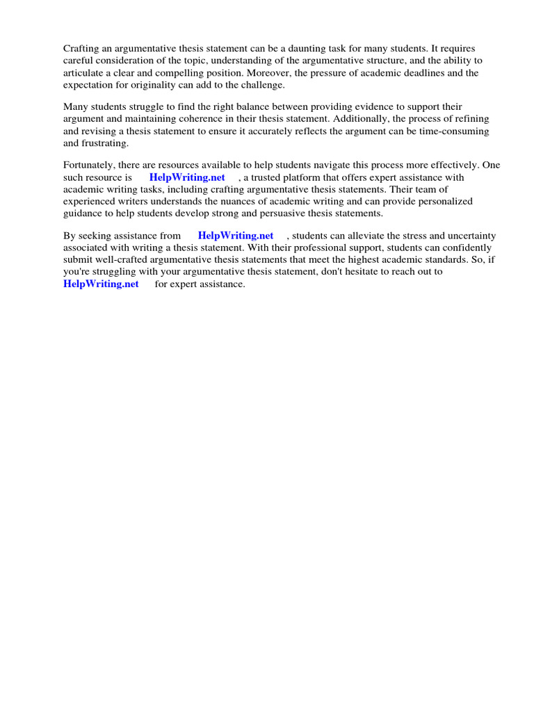 Example of A Argumentative Thesis Statement | PDF | Essays | Thesis