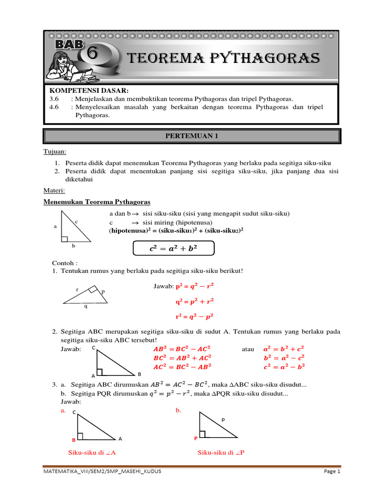 Pembahasan Modul-Bab 6 - Teorema Pythagoras | PDF