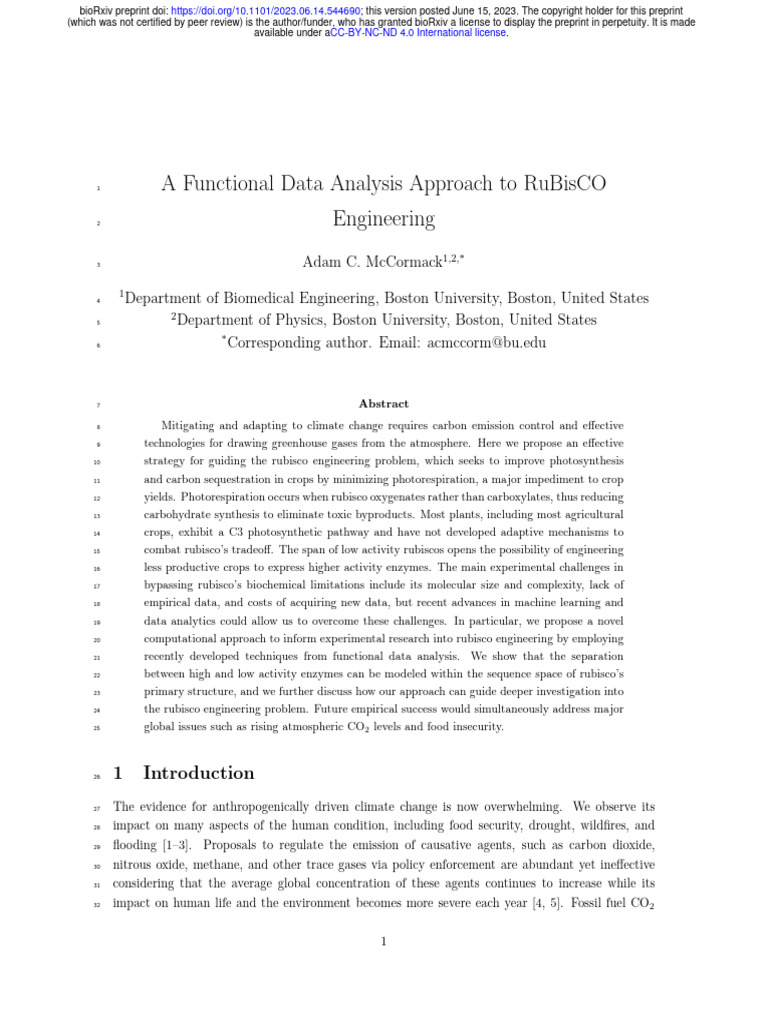 A Functional Data Analysis Approach To RuBisCO Eng | PDF | Climate ... A Functional Data Analysis Approach To RuBisCO Eng | PDF | Climate ...