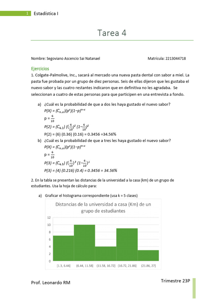 Estadística I tarea UAMI | PDF | Distribución normal | Intervalo de confianza