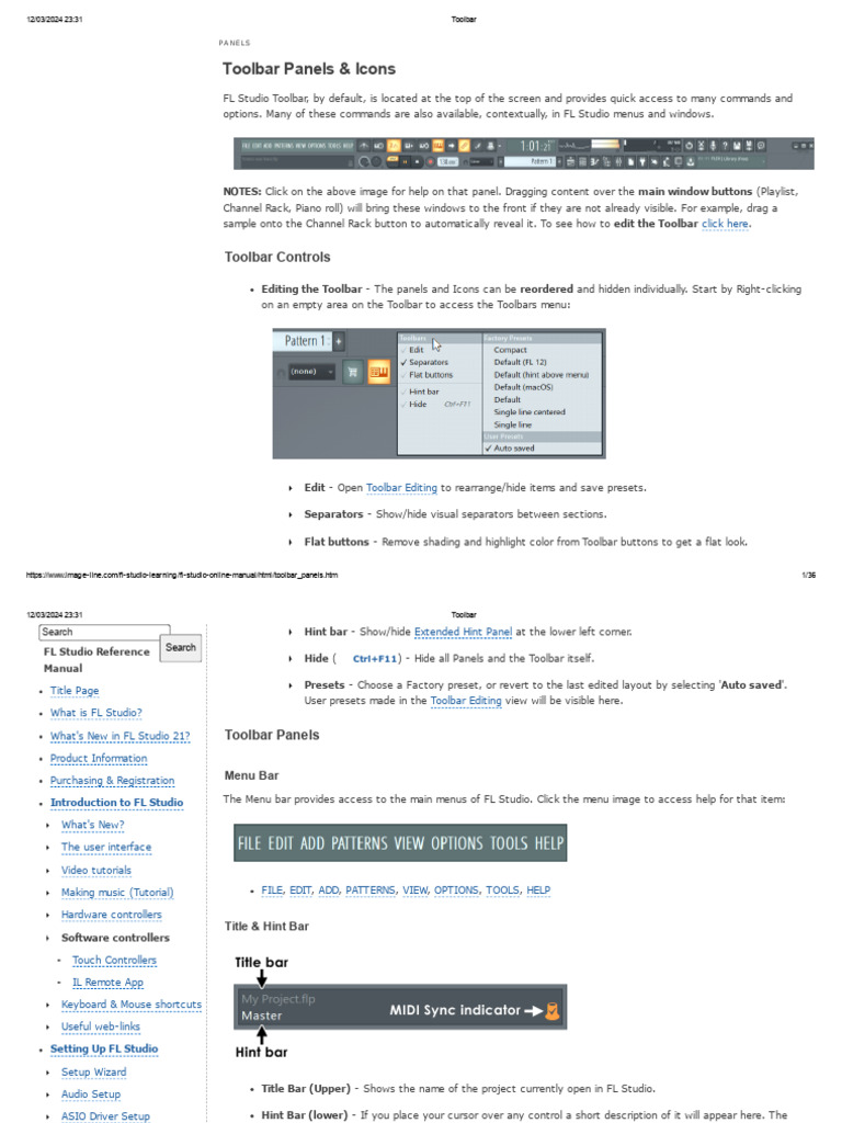 Toolbar FL | PDF | Window (Computing) | Menu (Computing)