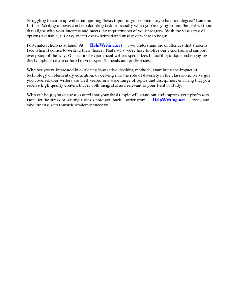 Unique Thesis Ideas for Education Degree | PDF | Thesis | Science