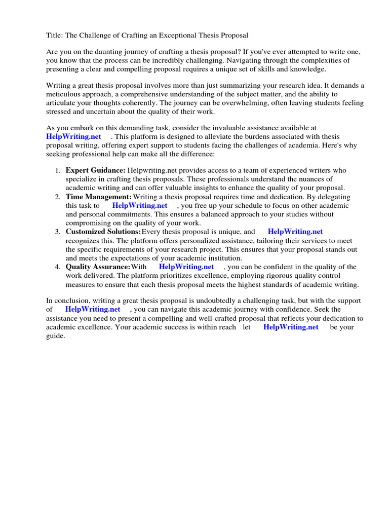 How To Write A Great Thesis Proposal | PDF | Thesis | Doctor Of Philosophy