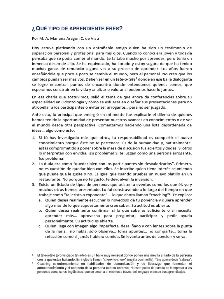 Qué Tipo de Aprendiente Eres | PDF | Aprendizaje | Ciencia cognitiva