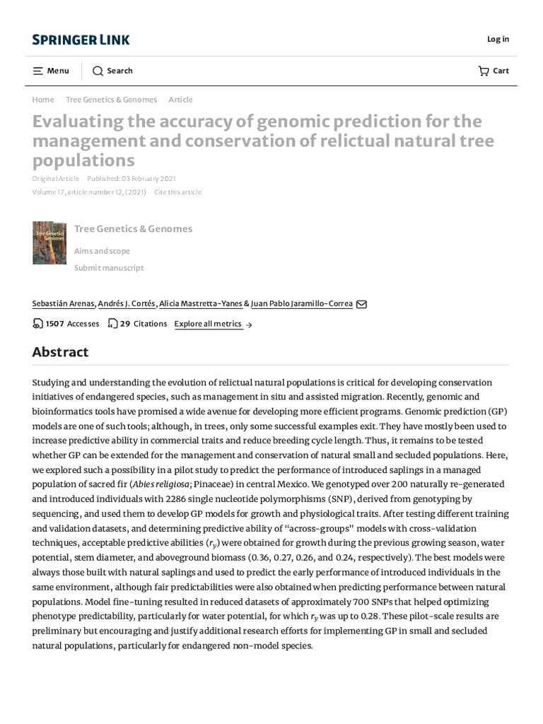 Evaluating The Accuracy of Genomic Prediction For The Management and ... Evaluating The Accuracy of Genomic Prediction For The Management and ...