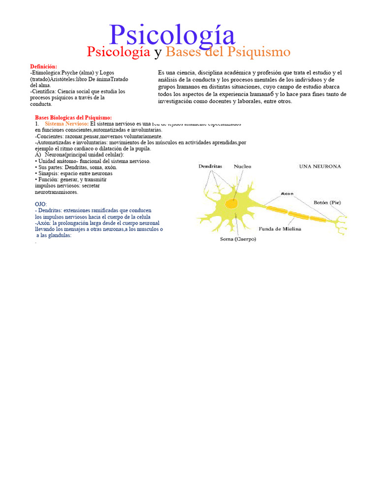 Psicología y Bases Del Psiquismo | PDF