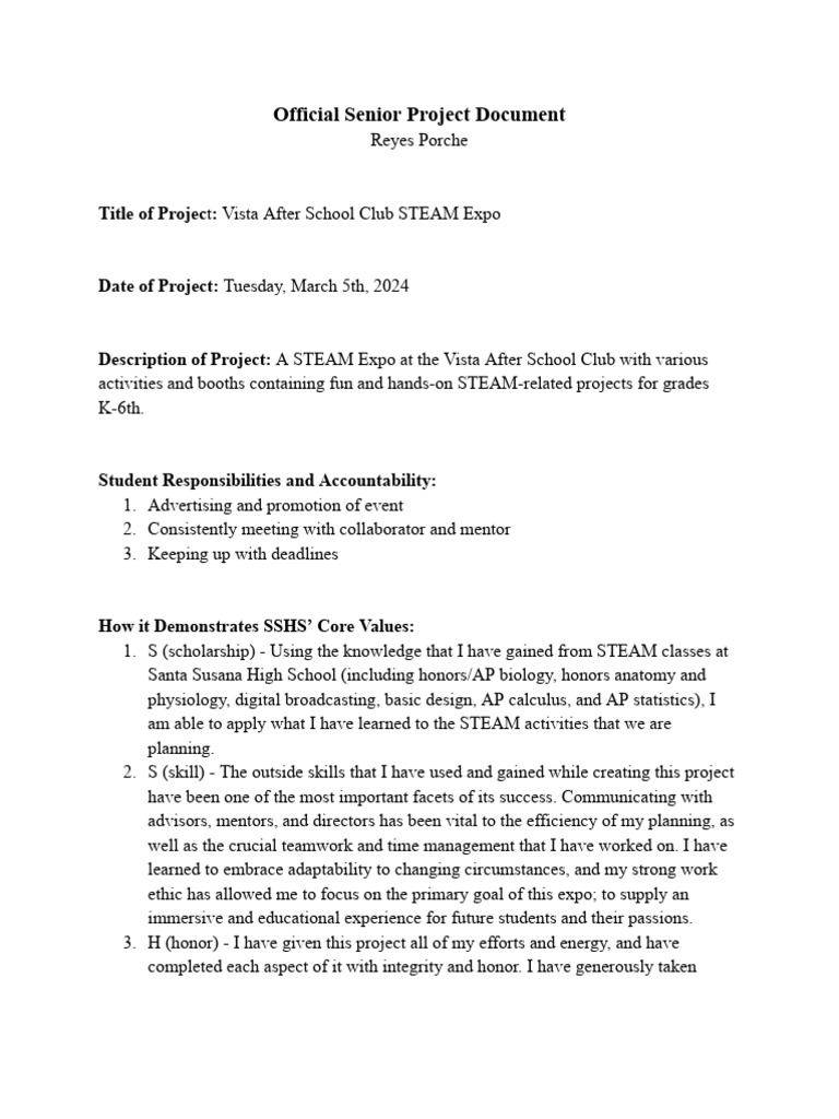 Official Senior Project Document | PDF