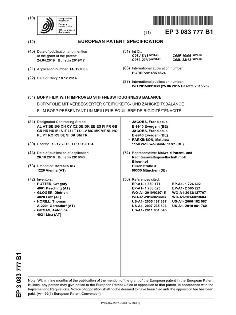EP3083777B1 Borealis PP | PDF | Differential Scanning Calorimetry ...