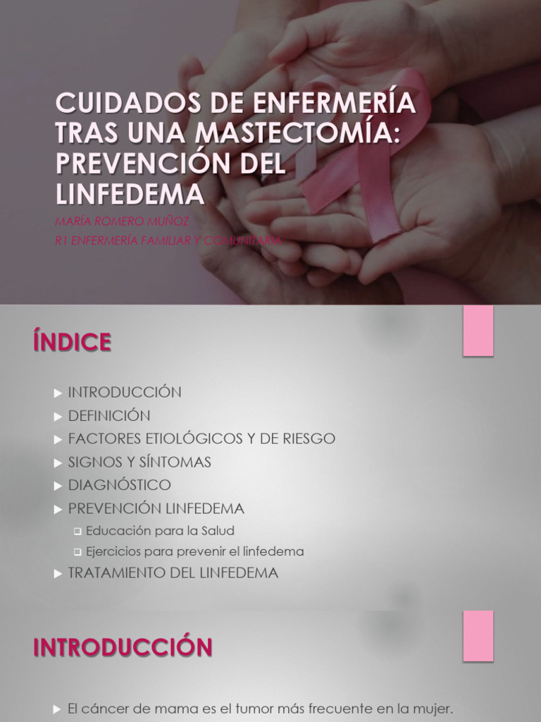 Cuidados de Enfermer A Tras Mastectomia Prevencion Linfedema | PDF | Especialidades Medicas ...