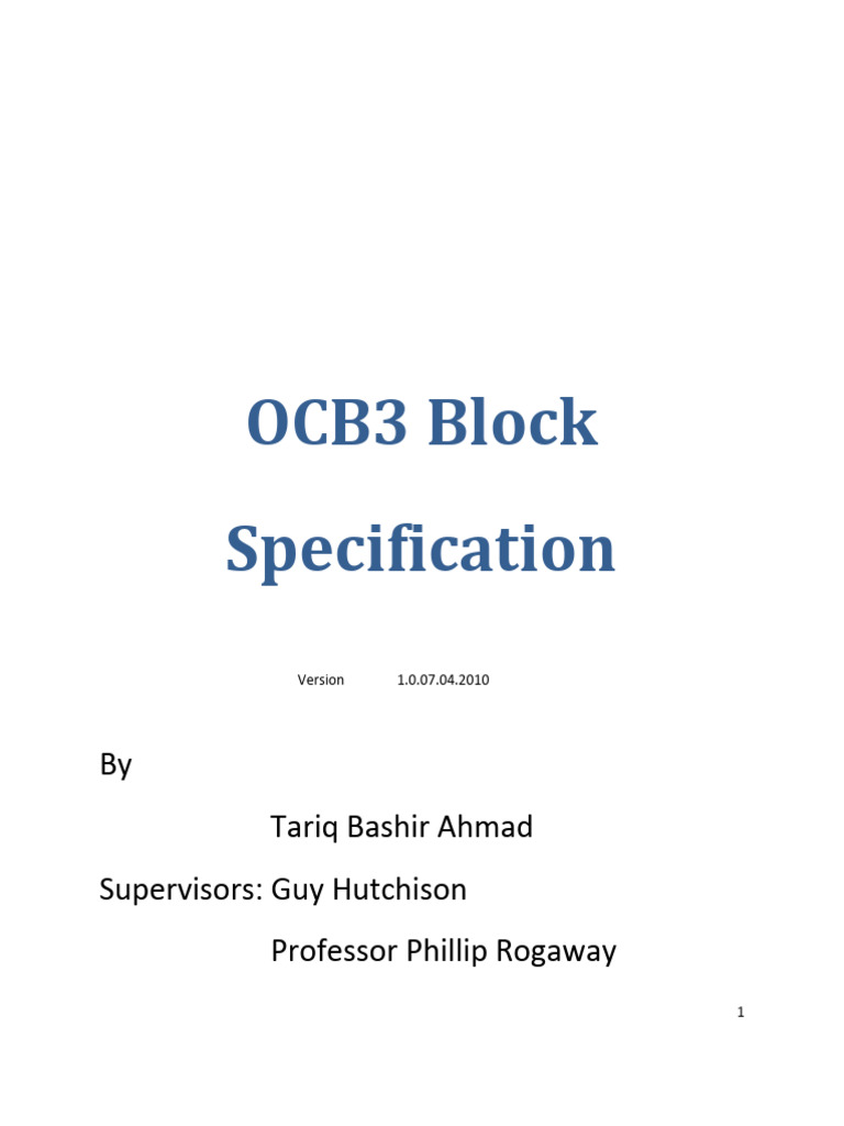 OCB3v2 Spec v2 | PDF | Encryption | Field Programmable Gate Array