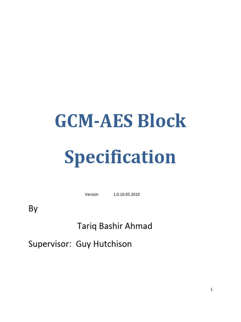GCM-AES Implementation Spec v2 | PDF | Encryption | Field Programmable Gate Array