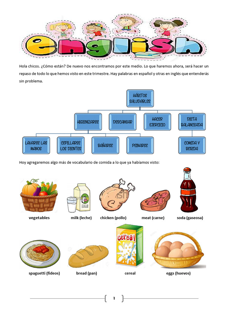 Vocabulario Comida y Hábitos Saludables | PDF | Comida y bebida | Cocina