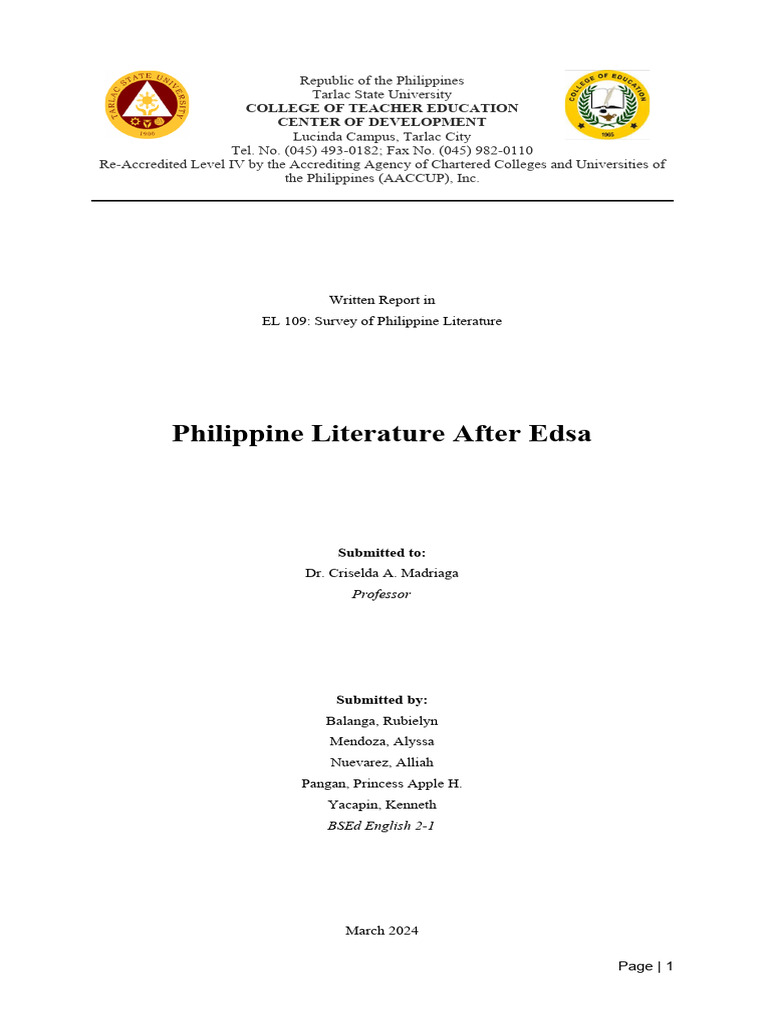 Post-EDSA Philippine Literature | PDF